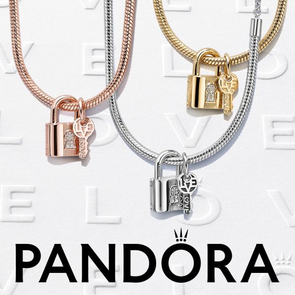Pandora 790088C01 Charm-Anhänger Vorhängeschloss und Schlüssel Sterling ...