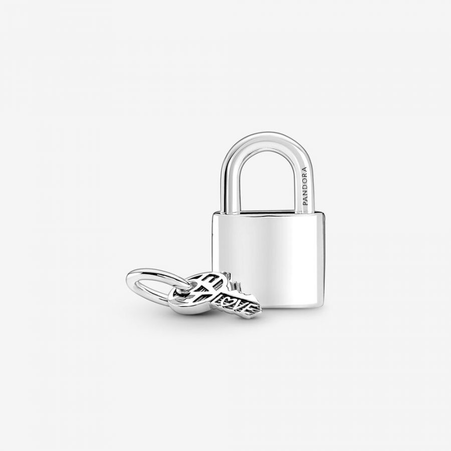 Pandora 790088C01 Charm-Anhänger Vorhängeschloss und Schlüssel Sterling ...